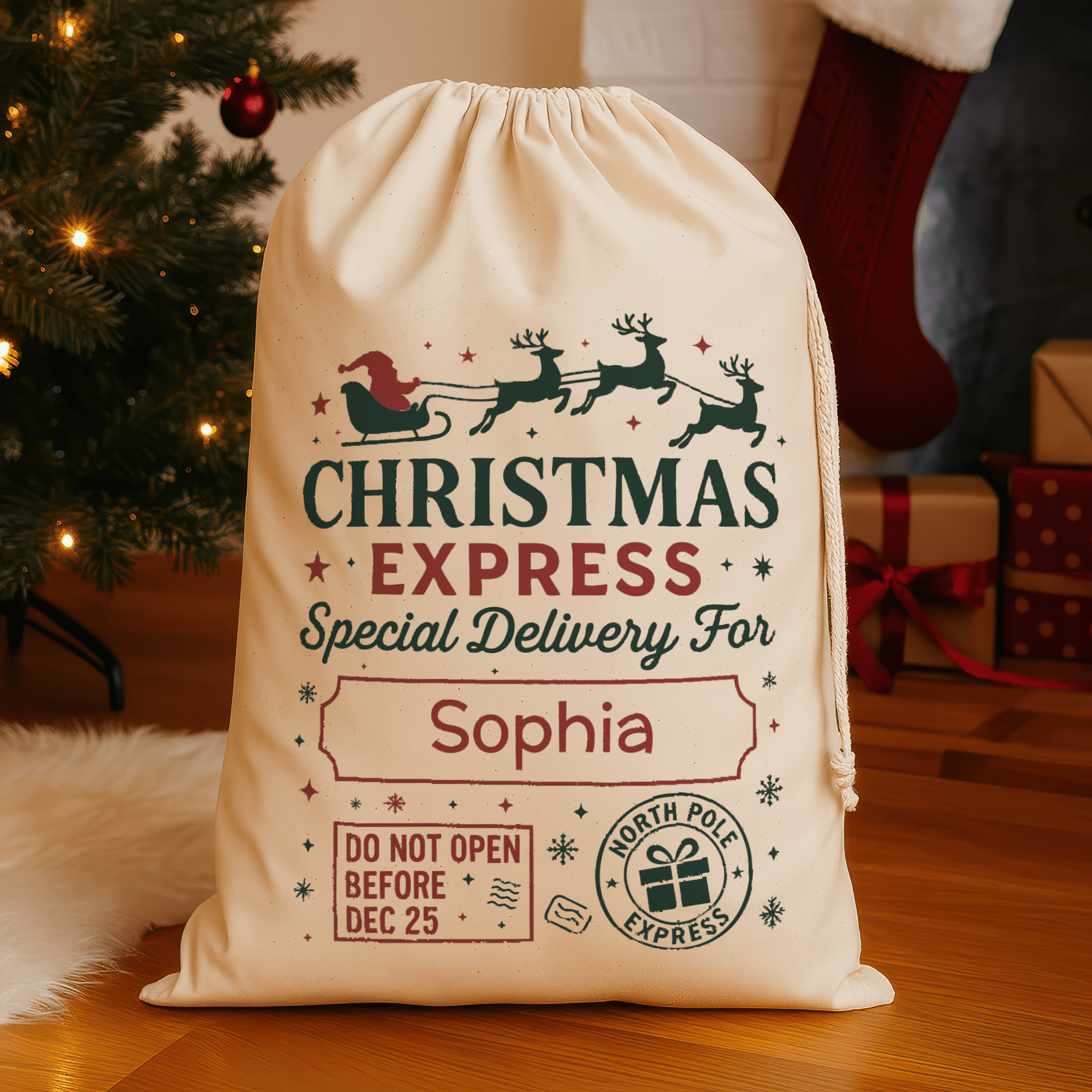 Personalised Christmas Santa Sack with Name & Initial – North Pole ...